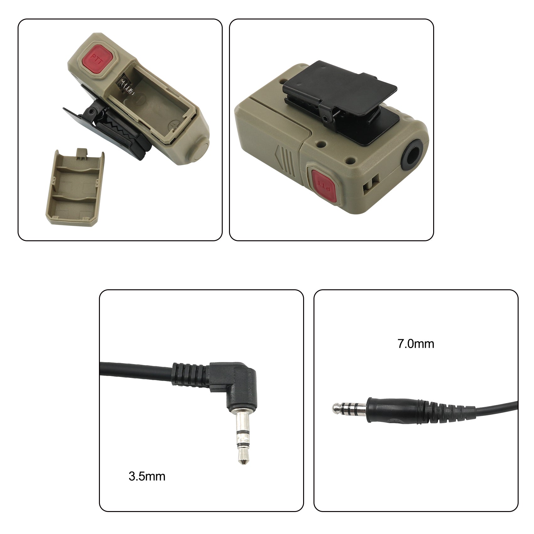 TAC-SKY Tactical Headset Bluetooth 3.5mm plug PTT Adapter & U-174 NATO ...